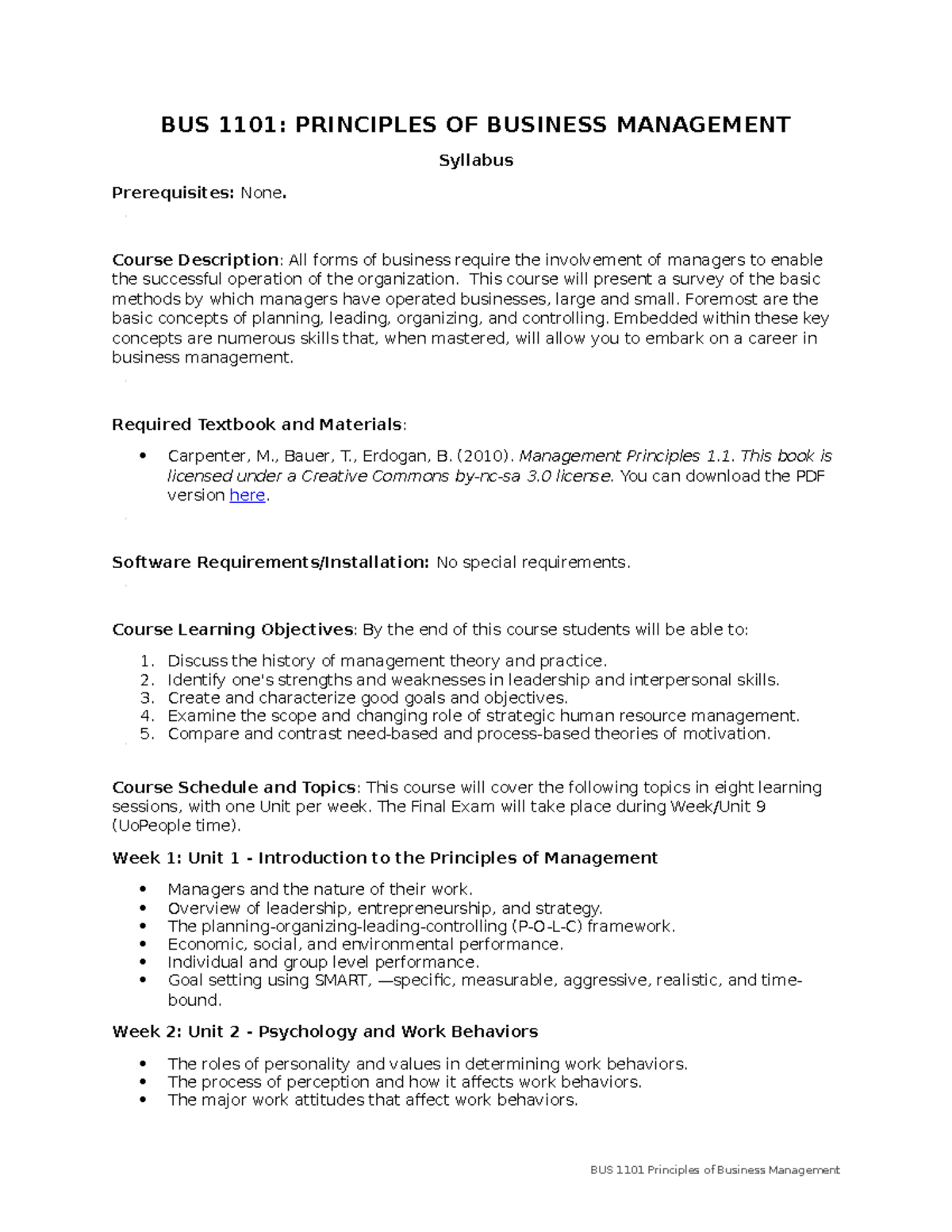 BUS 1101 - Principles of Business Management Course Syllabus - Studocu