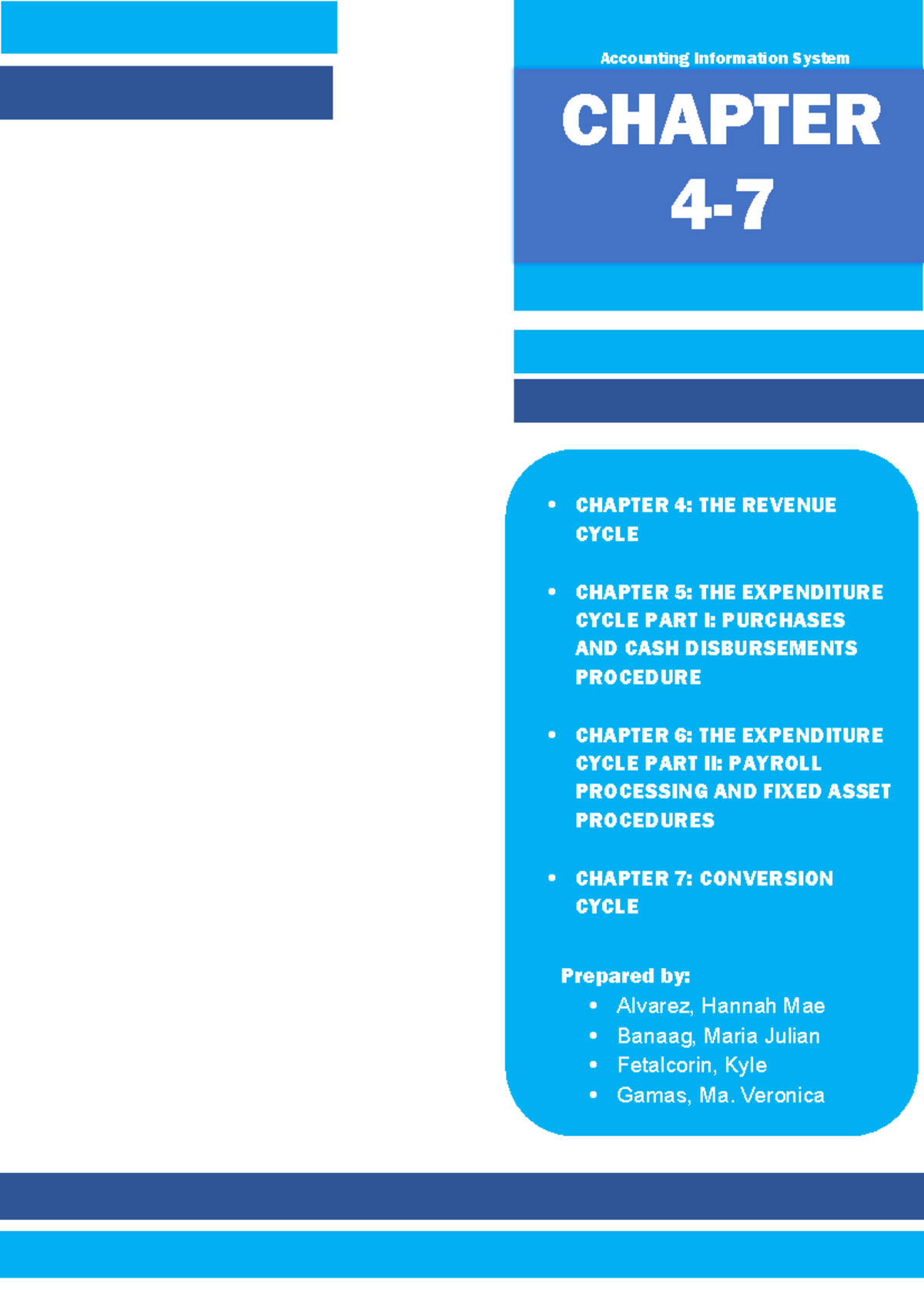 AIS Chapter 4 7 - sdsdsds - CHAPTER 4 - 7 Accounting Information System ...