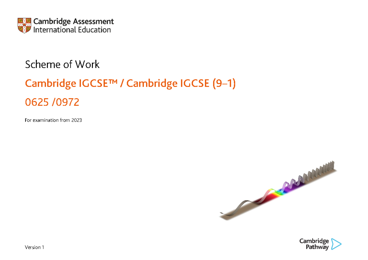 0625 Scheme of Work Overview for 2023 Cambridge IGCSE™ Exam - Studocu
