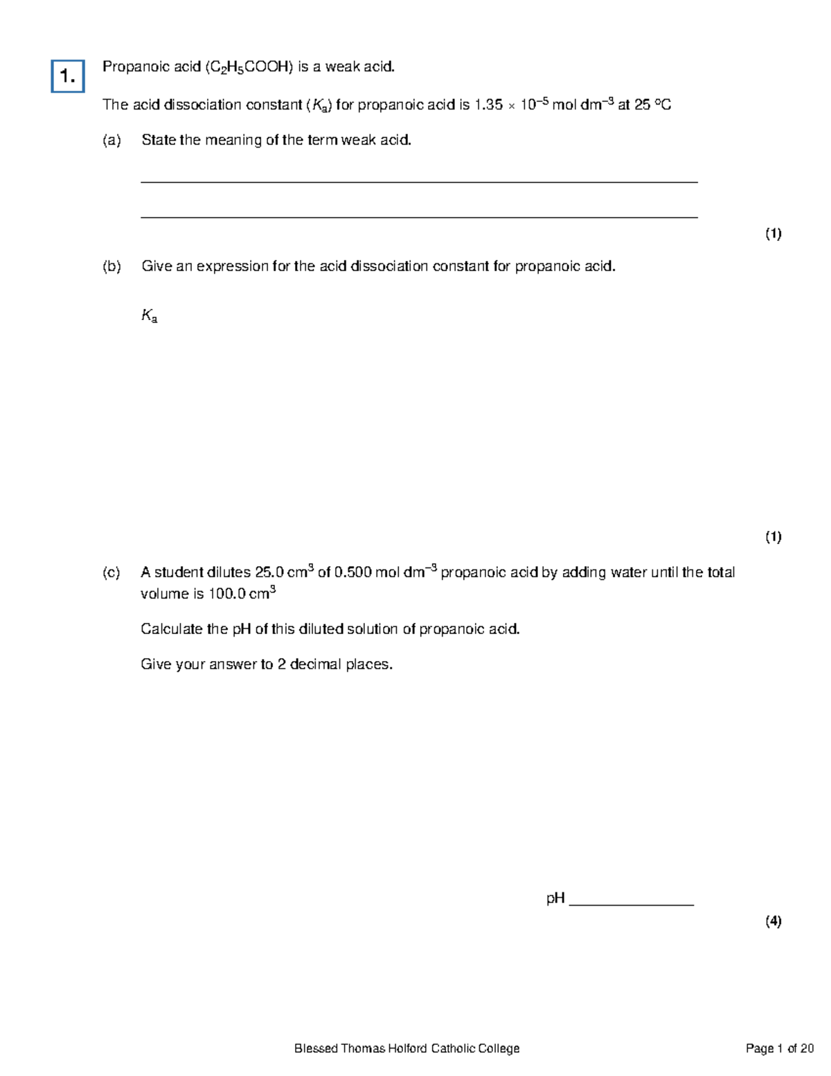 Chemistry Notes: Weak Acids, pH Calculations & Buffer Solutions - Studocu