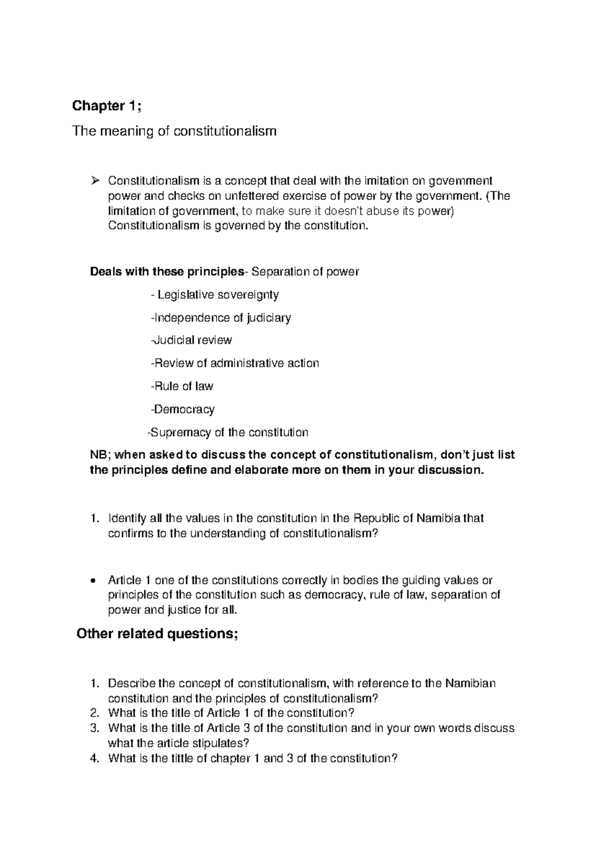 Constitutional Law Notes & Case Summaries - Namibian Constitution ...