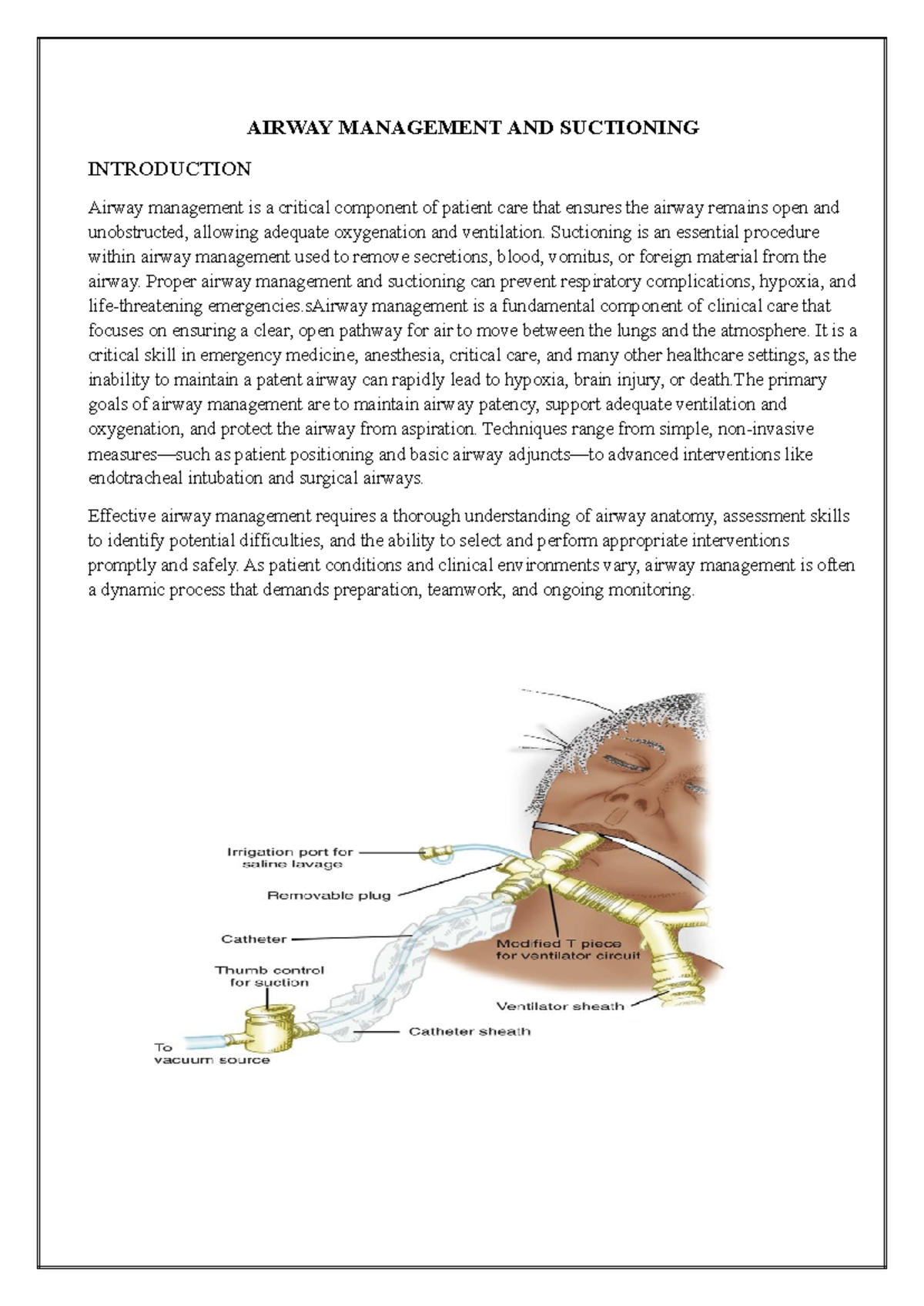 Airway Management & Suctioning: Essential Techniques & Procedures - Studocu