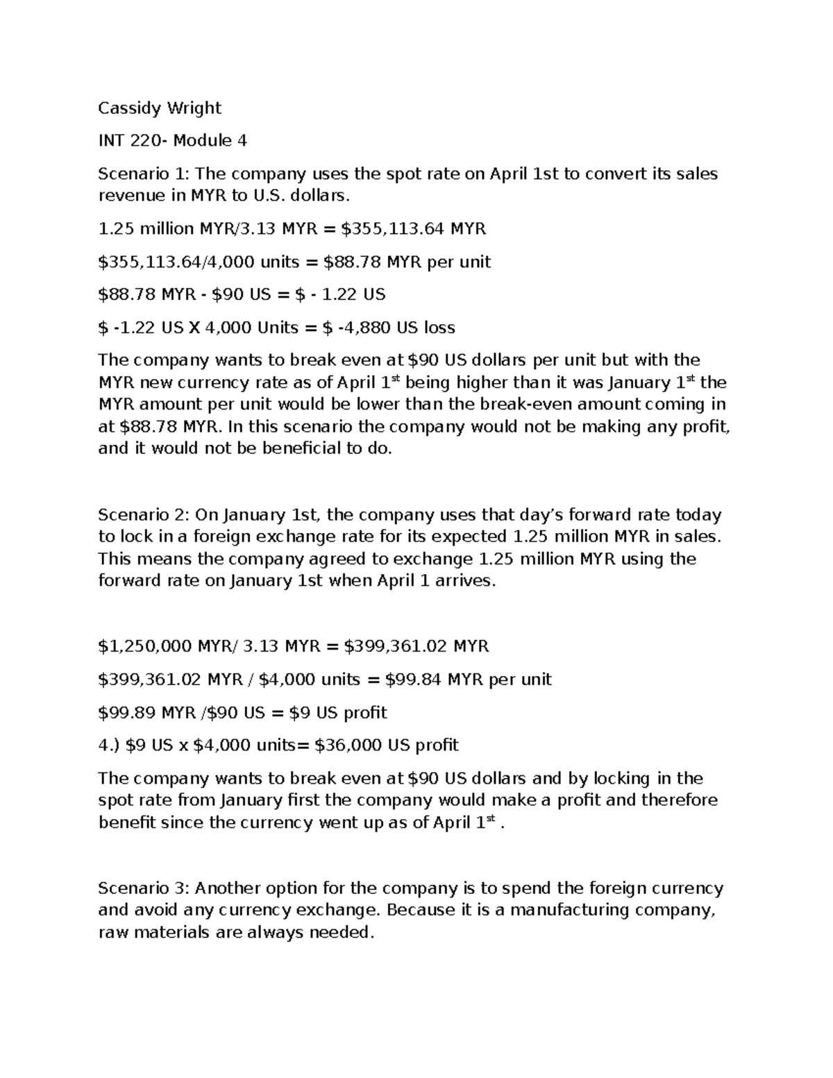 INT 220 - Module 4 Assignment Analysis of Currency Exchange Strategies ...