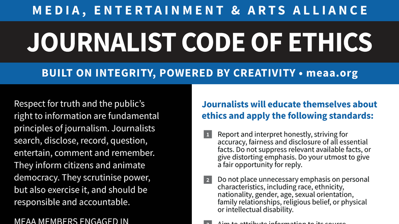 MEAA Journalist Code of Ethics: Integrity & Accountability - Studocu