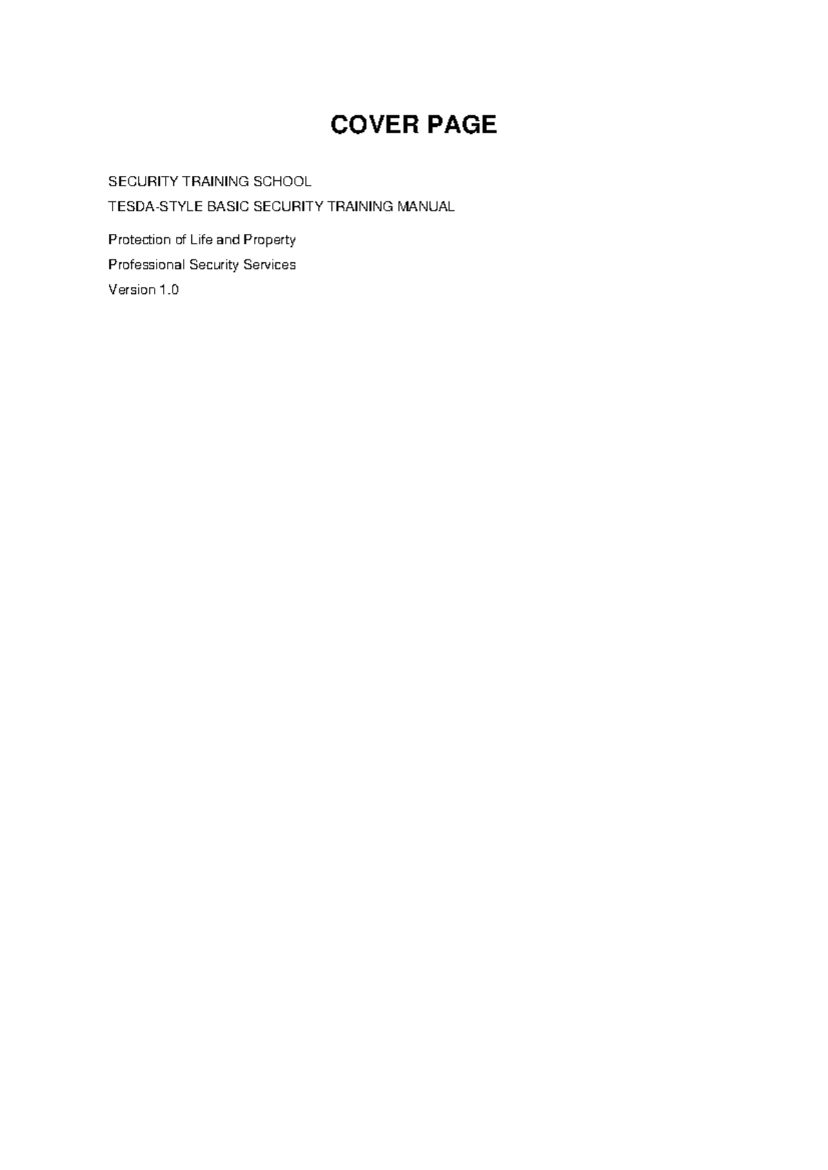 Security Training Manual (TESDA) - Basic Security Course Guide - Studocu