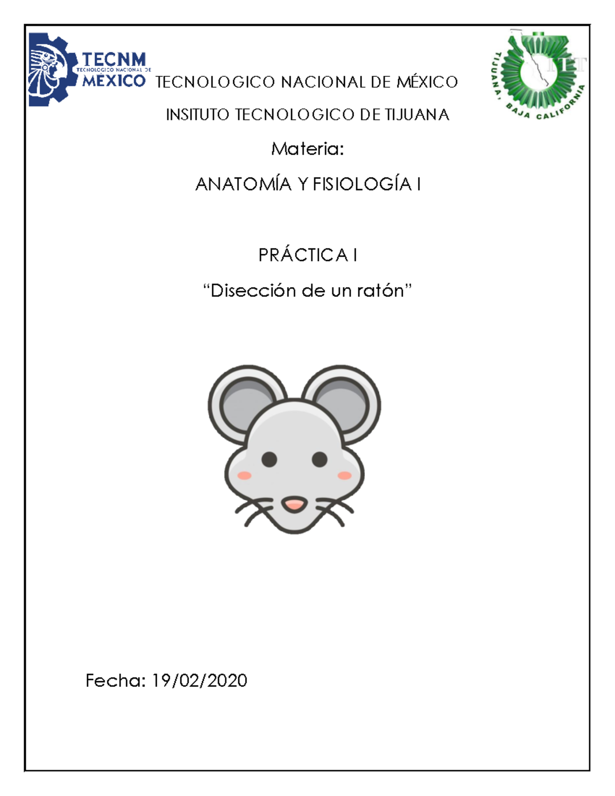 Práctica de Disección de Ratón en Anatomía y Fisiología I - Studocu