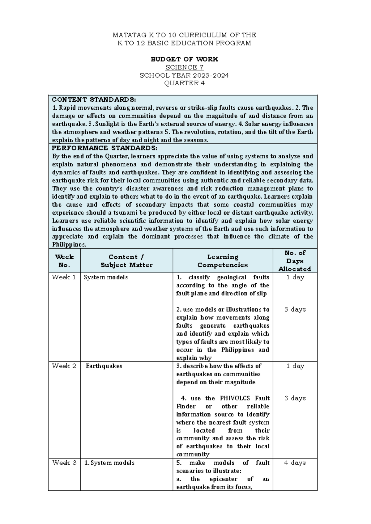 Science 7 Q4: Earthquakes and Solar Energy Overview - Studocu