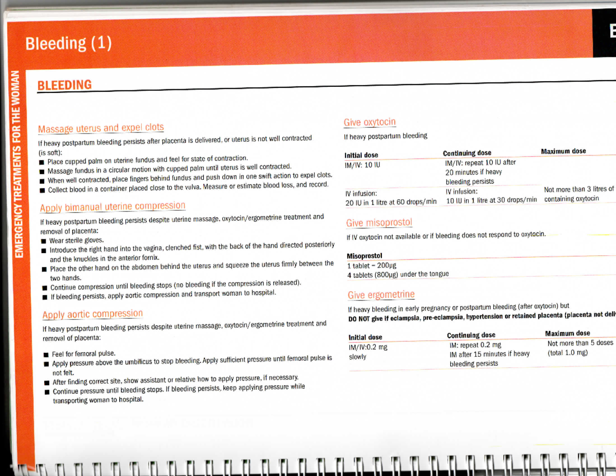 E BLEEDING EMERGENCY TREATMENTS DURING LABOR - Studocu