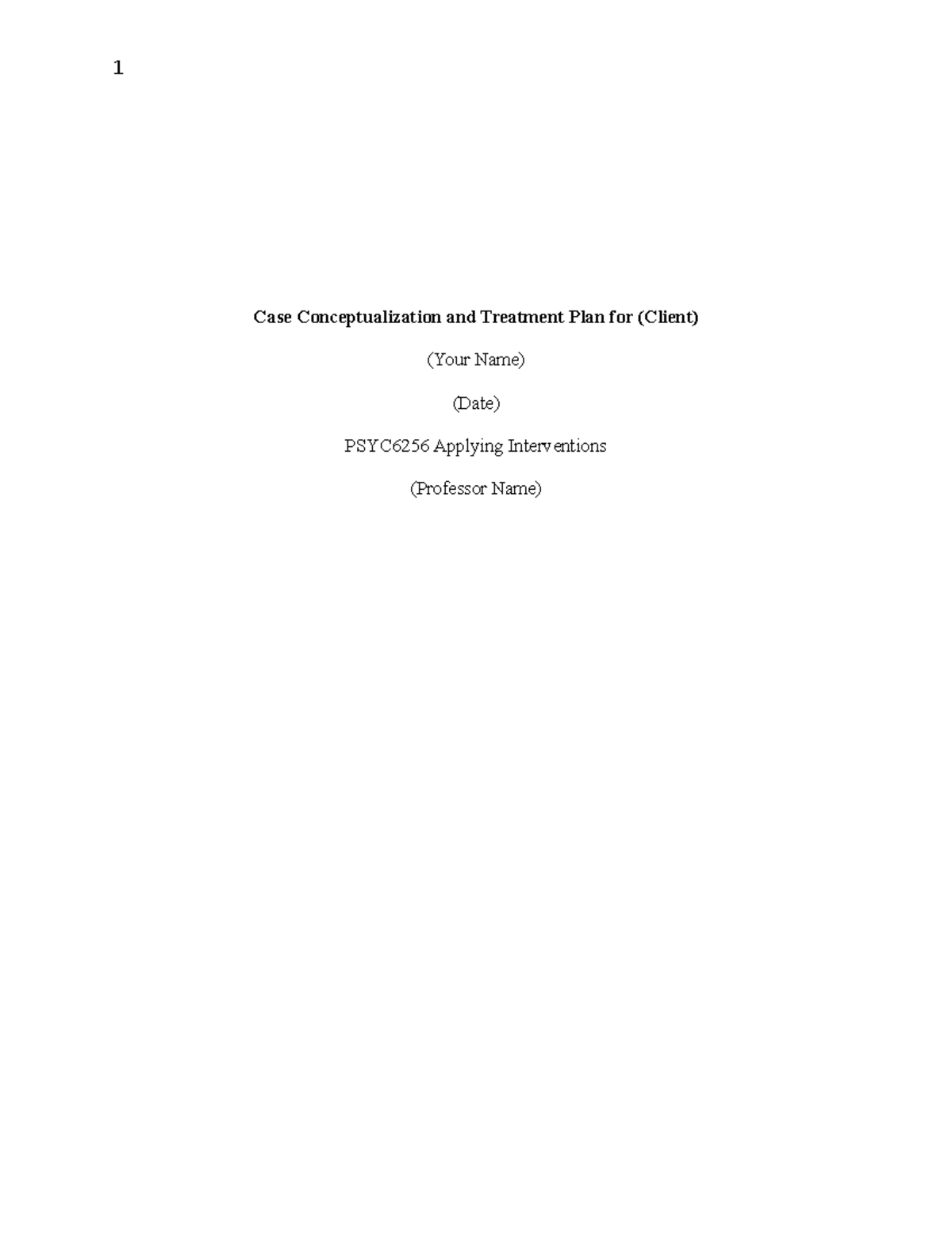 PSYC6256 Case Conceptualization & Treatment Plan Template - Studocu