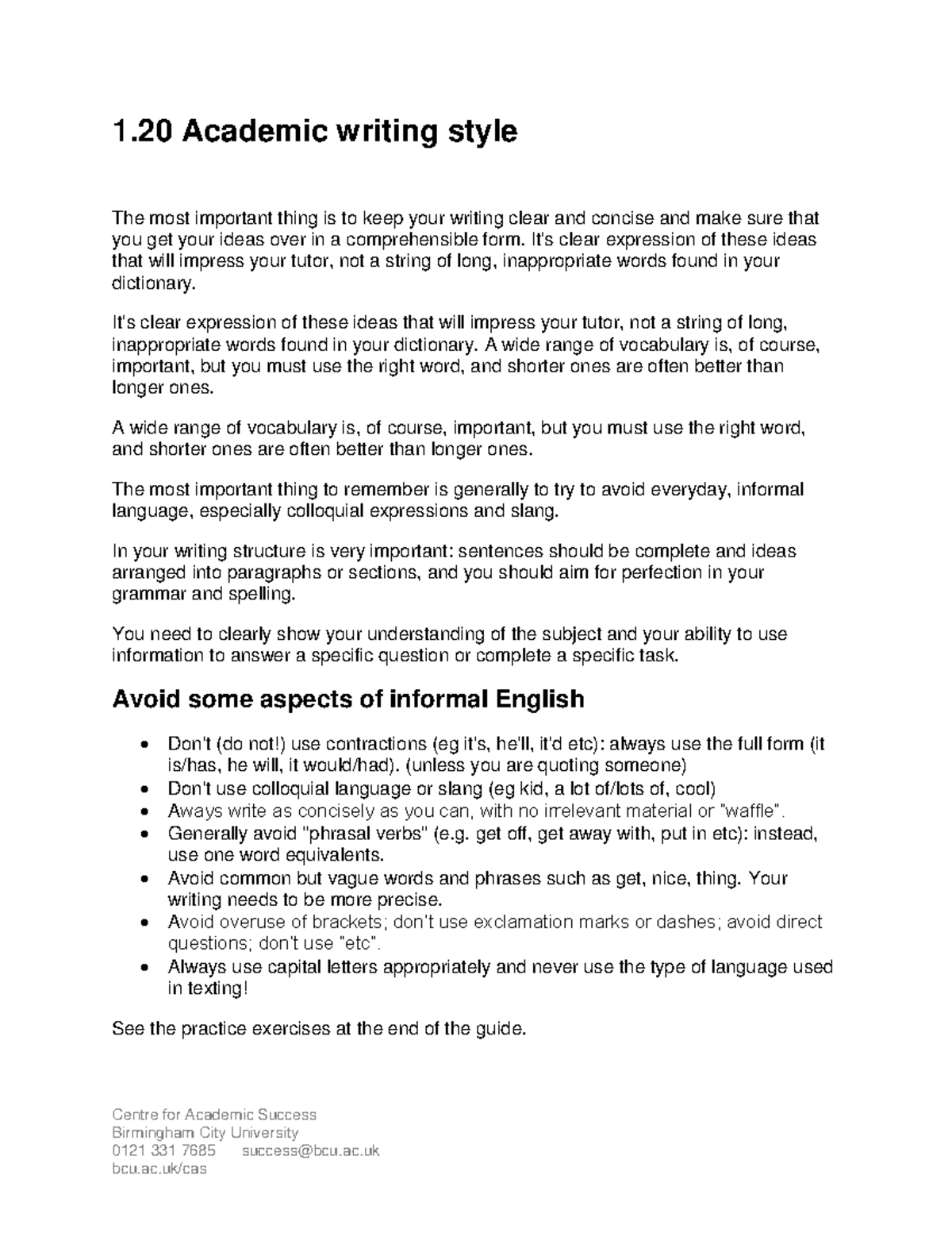 Academic Writing Style Guide: Exercises for Clarity & Precision - Studocu