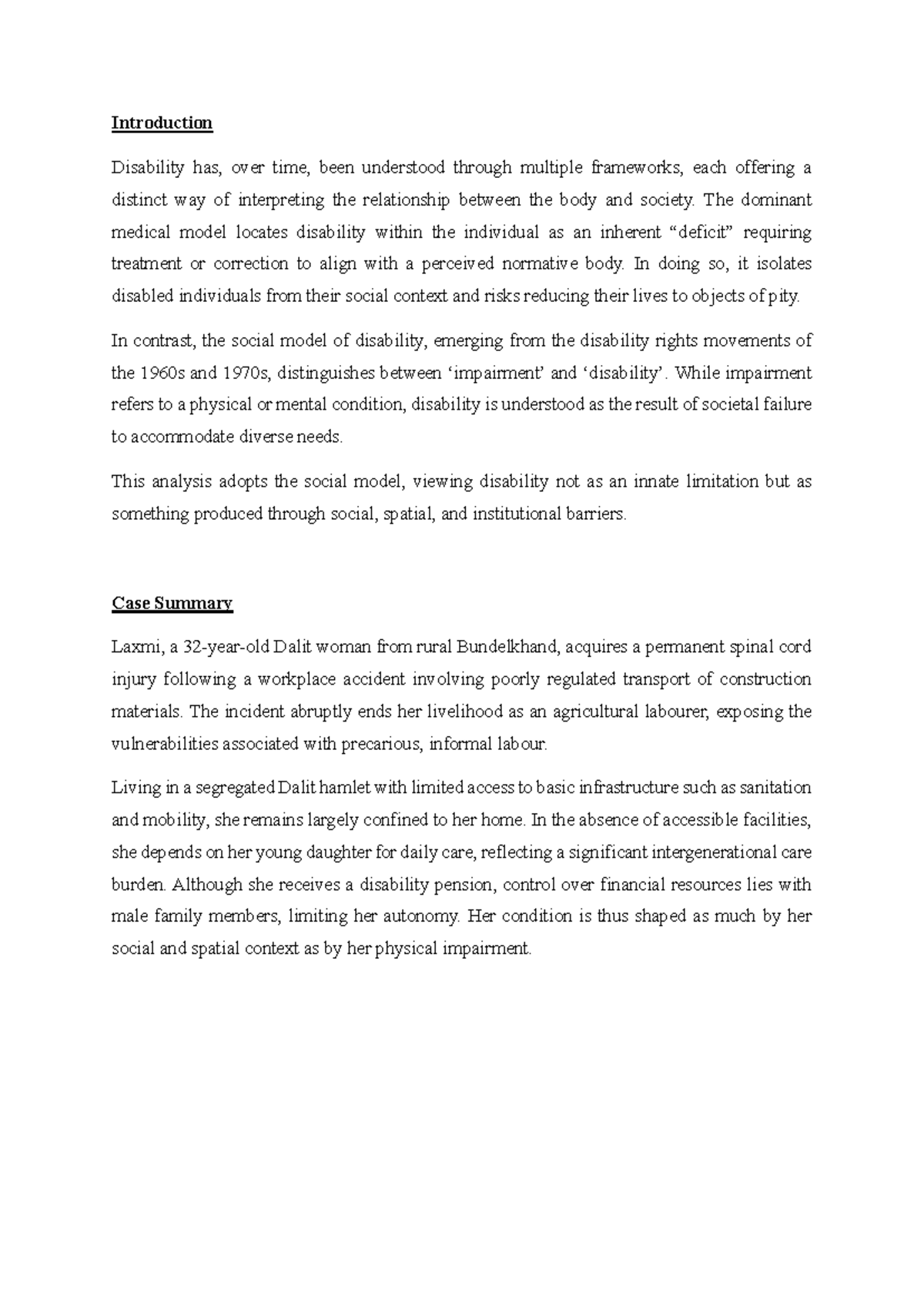 Intersectionality in Disability: A Case Study of Laxmi's Experience ...