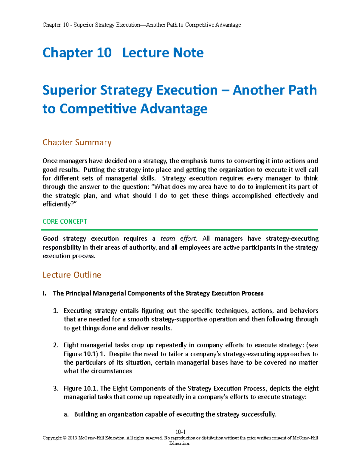 CHAPTER 11 FOR REVIEW - Chapter 10 Lecture Note Superior Strategy ...