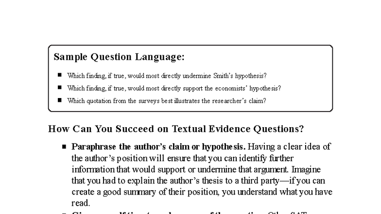 SAT Reading: Strategies for Textual Evidence & Inference Questions ...