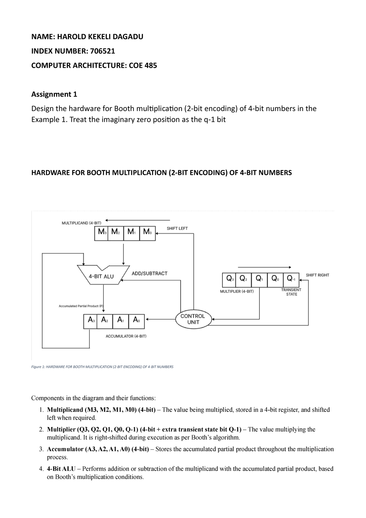 Booth Multiplication Hardware Design - COE 485 Assignment 1 - Studocu