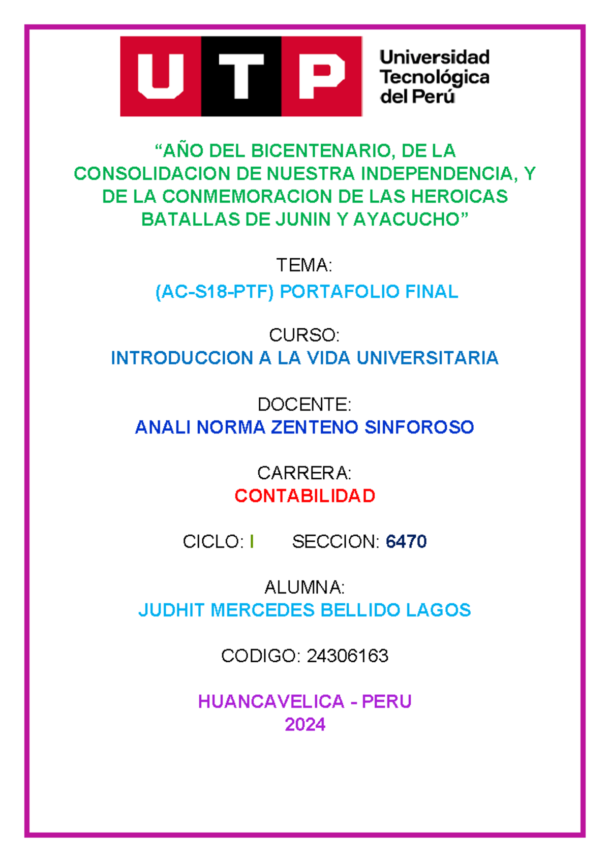 IVU Actividad 17: Portafolio Final - Tabla de Plan de Vida - Studocu