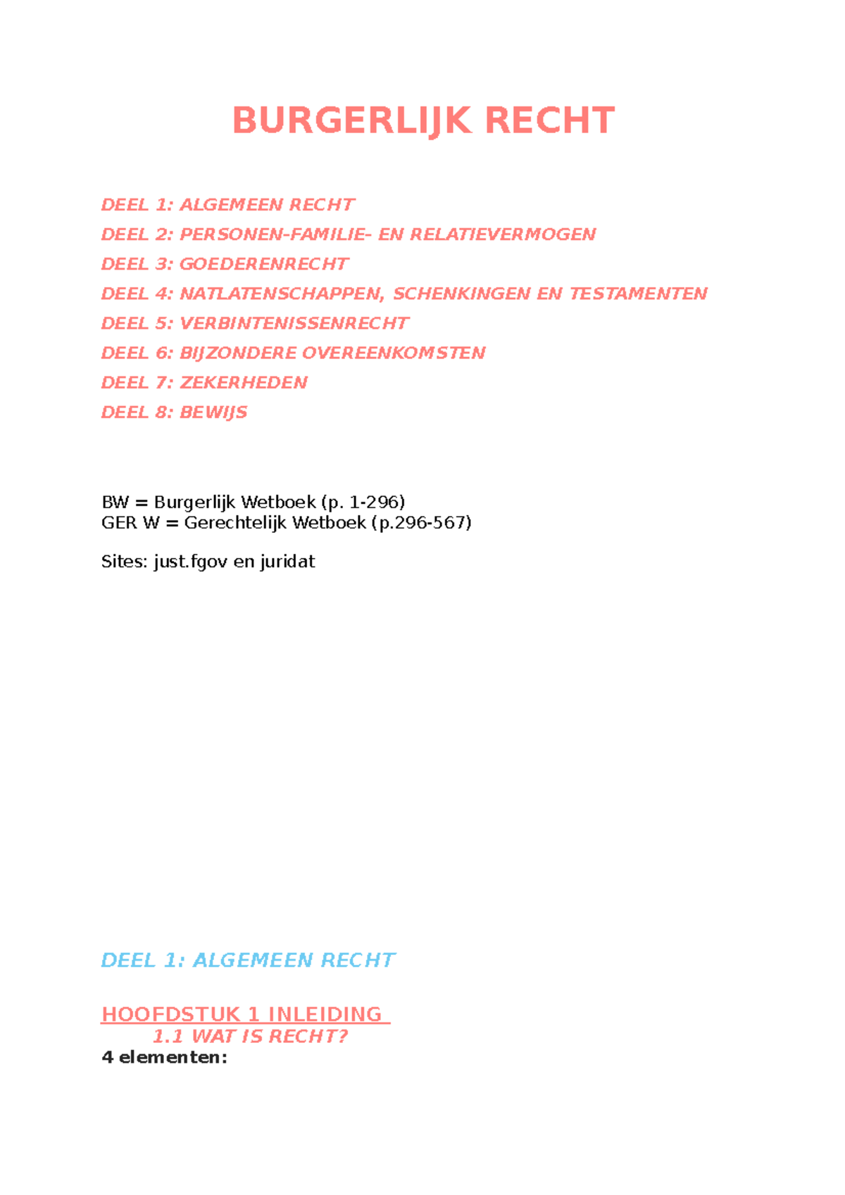 Samenvatting Burgerlijk Recht Deel 1 & 2: Algemeen & Personenrechten ...