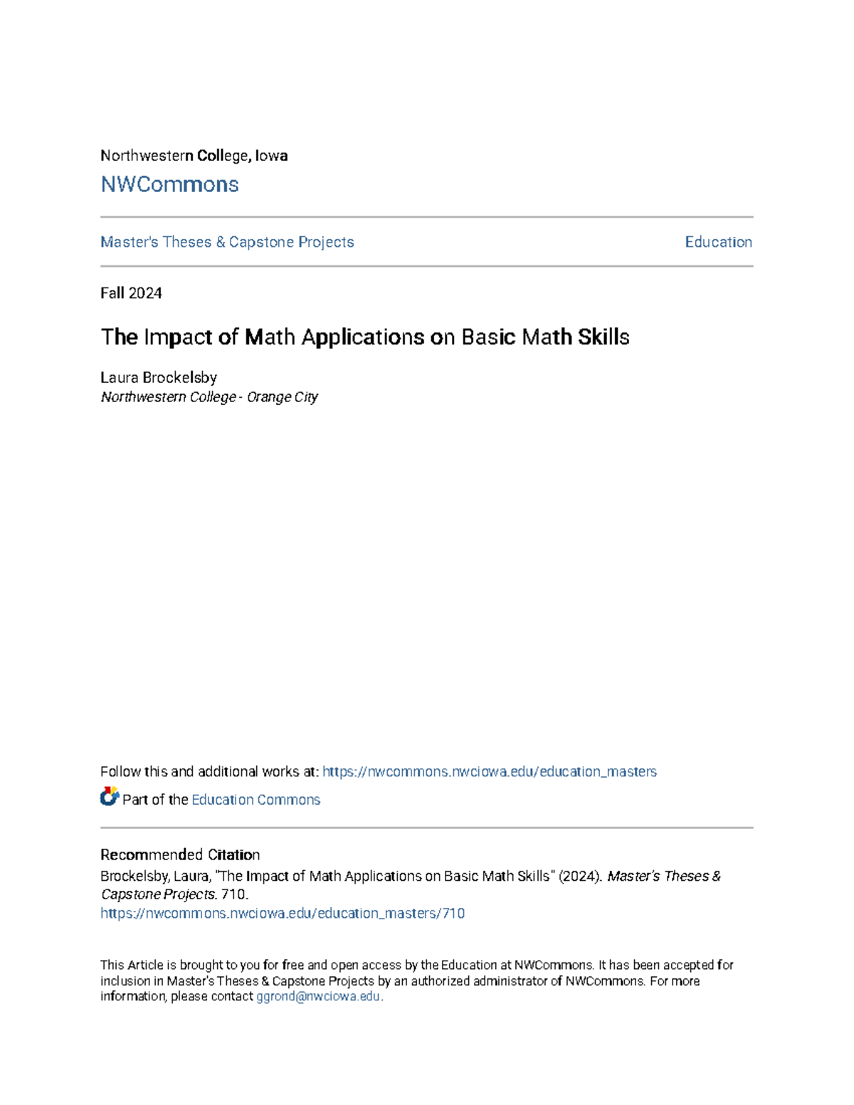 The Impact of Math Apps on Basic Math Skills: A Capstone Project (EDU ...