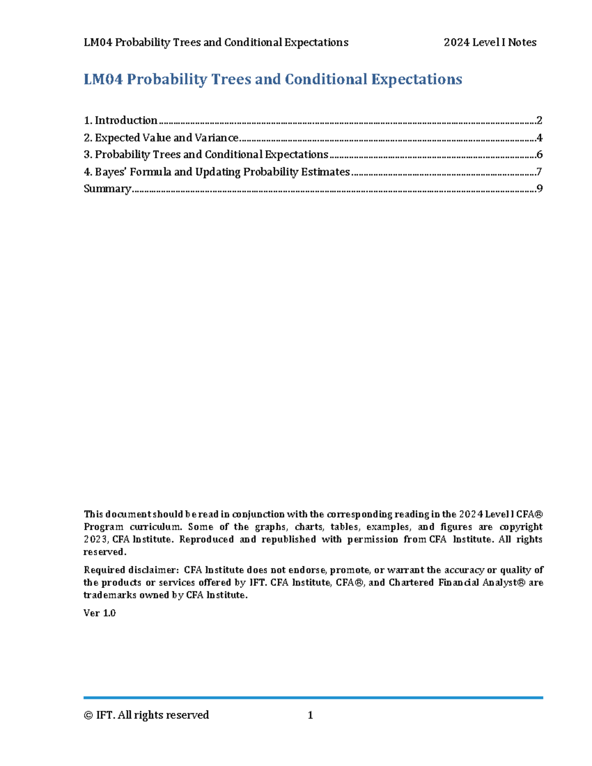 L1 LM4 Probability Trees and Conditional Expectations – Study Notes ...