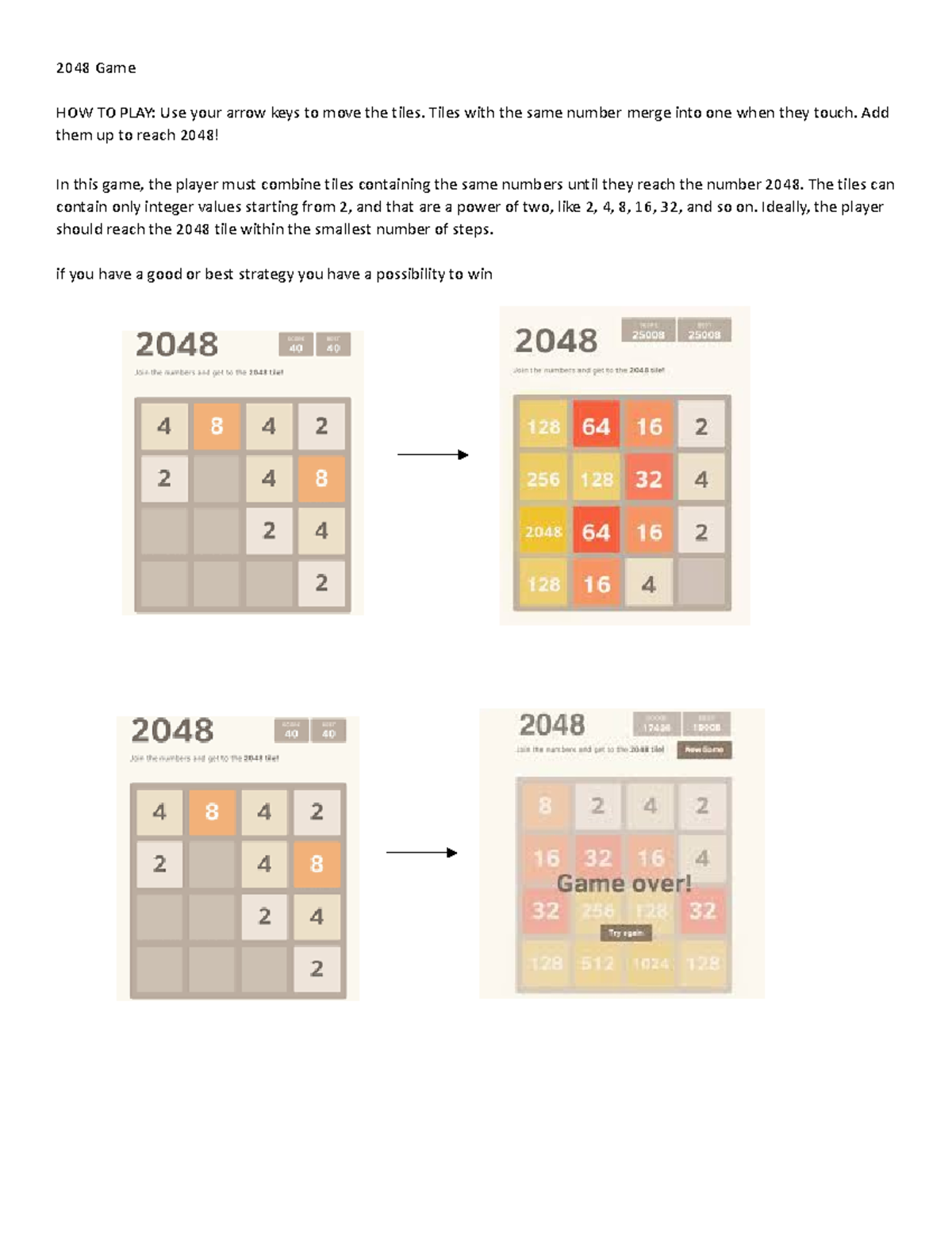 2048 Game Guide: Strategies for Winning Techniques - Studocu