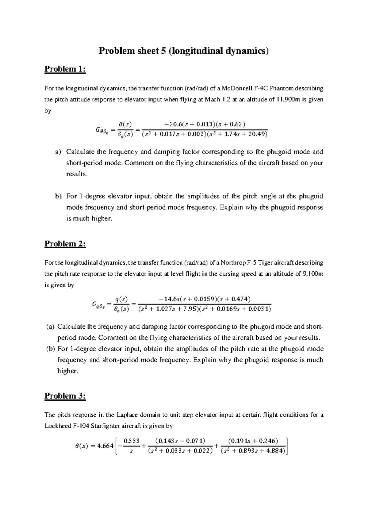 Problem Sheet 5: Longitudinal Dynamics Analysis and Calculations - Studocu
