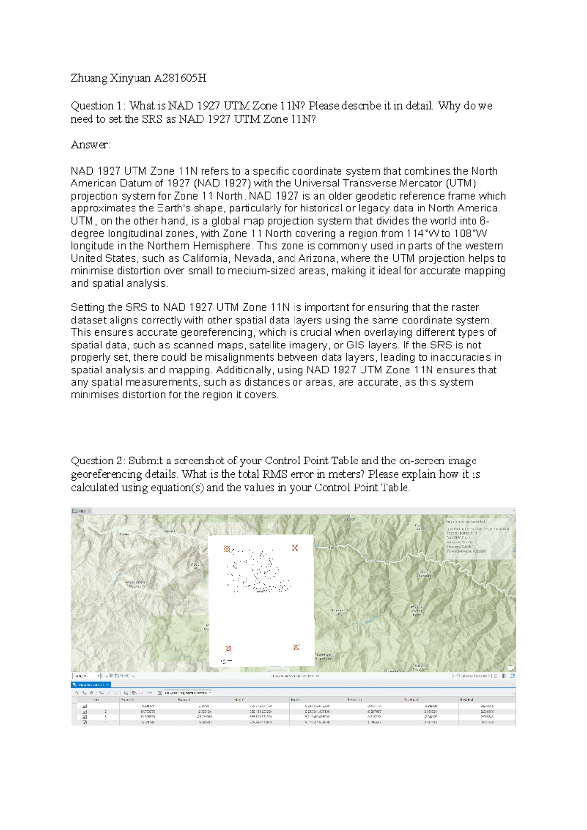 GIS Lab 3 Tutorial: Understanding NAD 1927 UTM Zone 11N & RMS Error ...