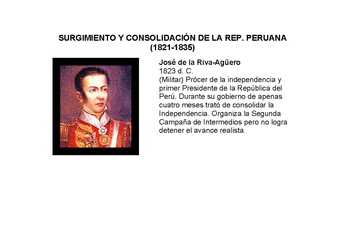 Surgimiento y Consolidación de la República Peruana (1823-1895) - Studocu
