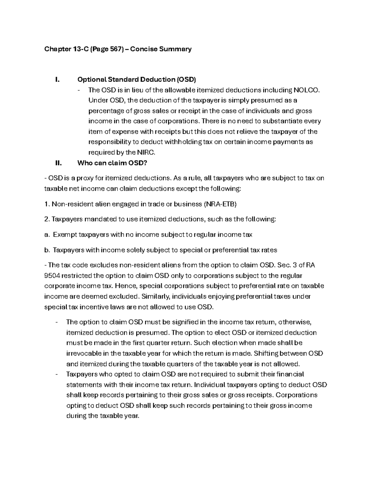 Chapter 13-C (Page 567) – Optional Standard Deduction (OSD) Summary ...