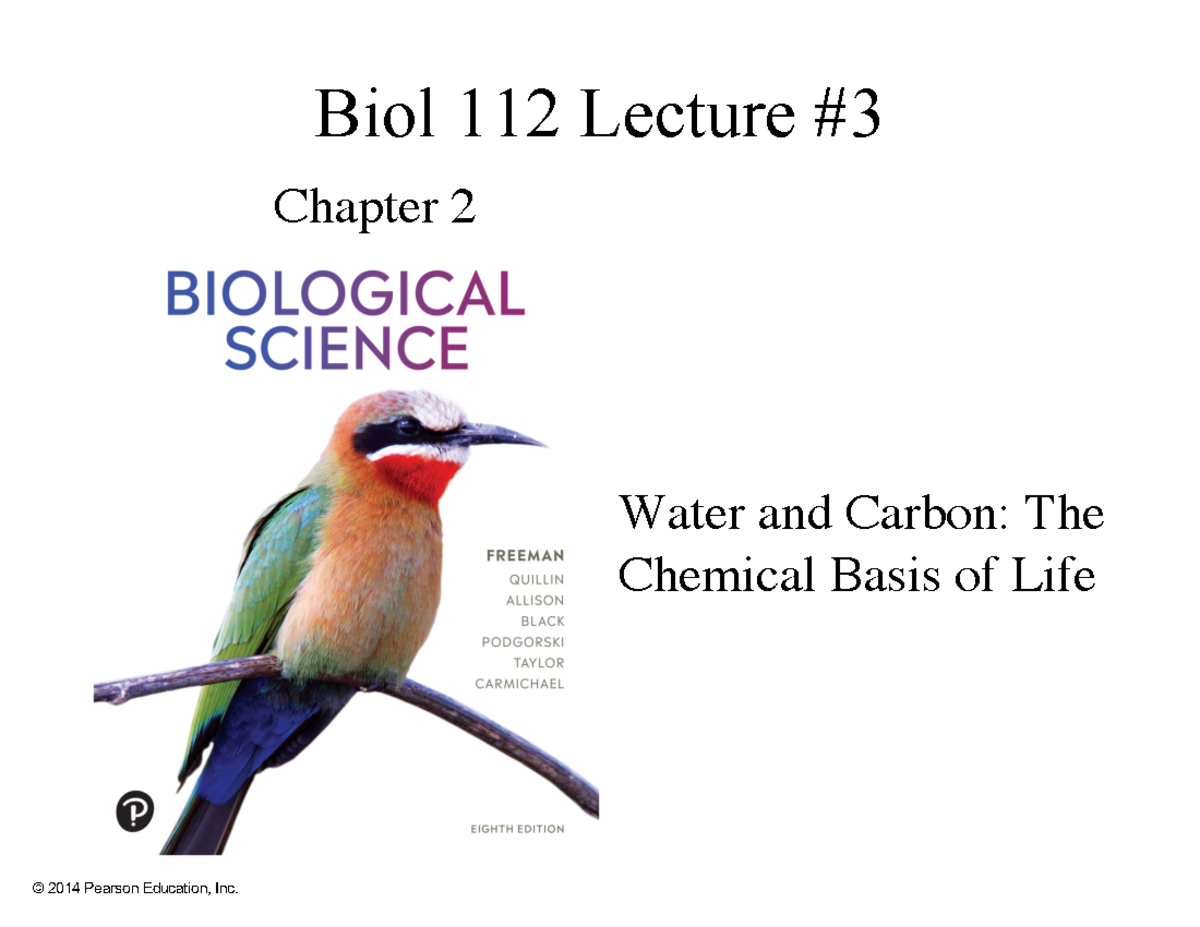 Biol 112 Lecture #3: Water and Carbon – The Chemical Basis of Life ...