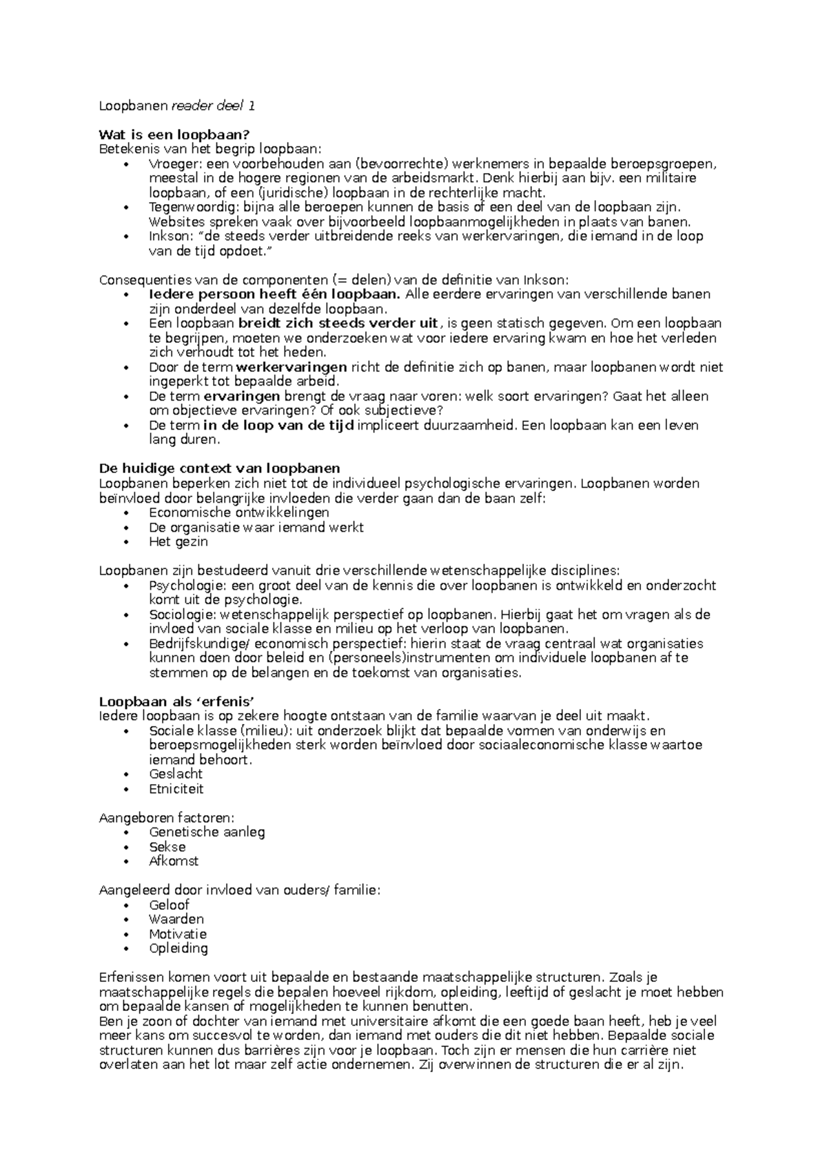 Loopbanen samenvatting - Loopbanen reader deel 1 Wat is een loopbaan ...