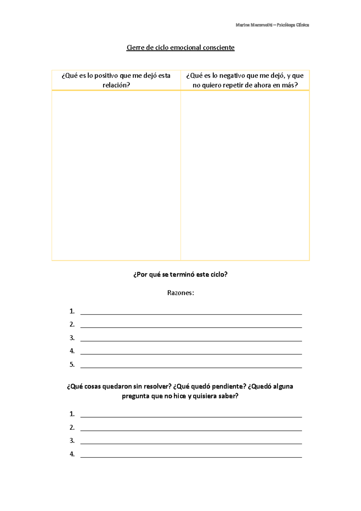Cierre de Ciclos Consciente: Ejercicio de Reflexión Emocional - Studocu