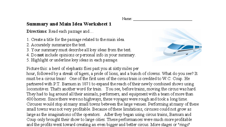 Summary-and-main-idea-worksheet-1 - Name ...