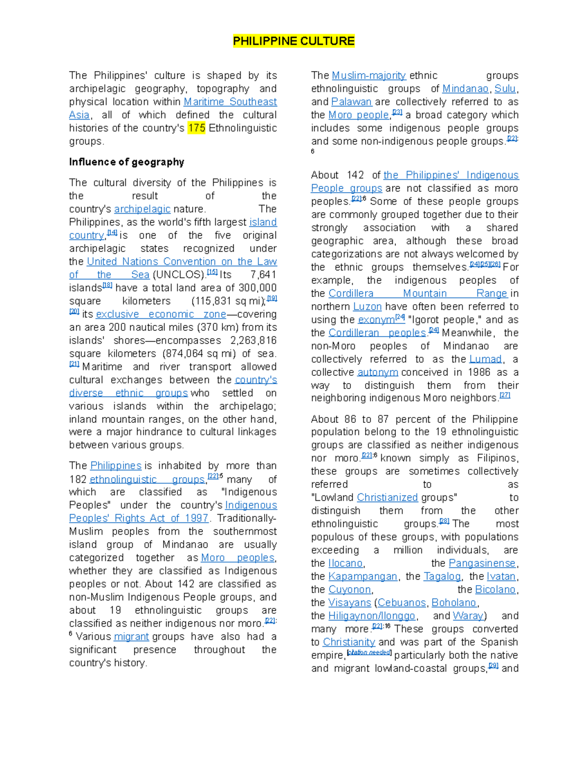 Philippine Culture: An Exploration of Diversity and Traditions - Studocu