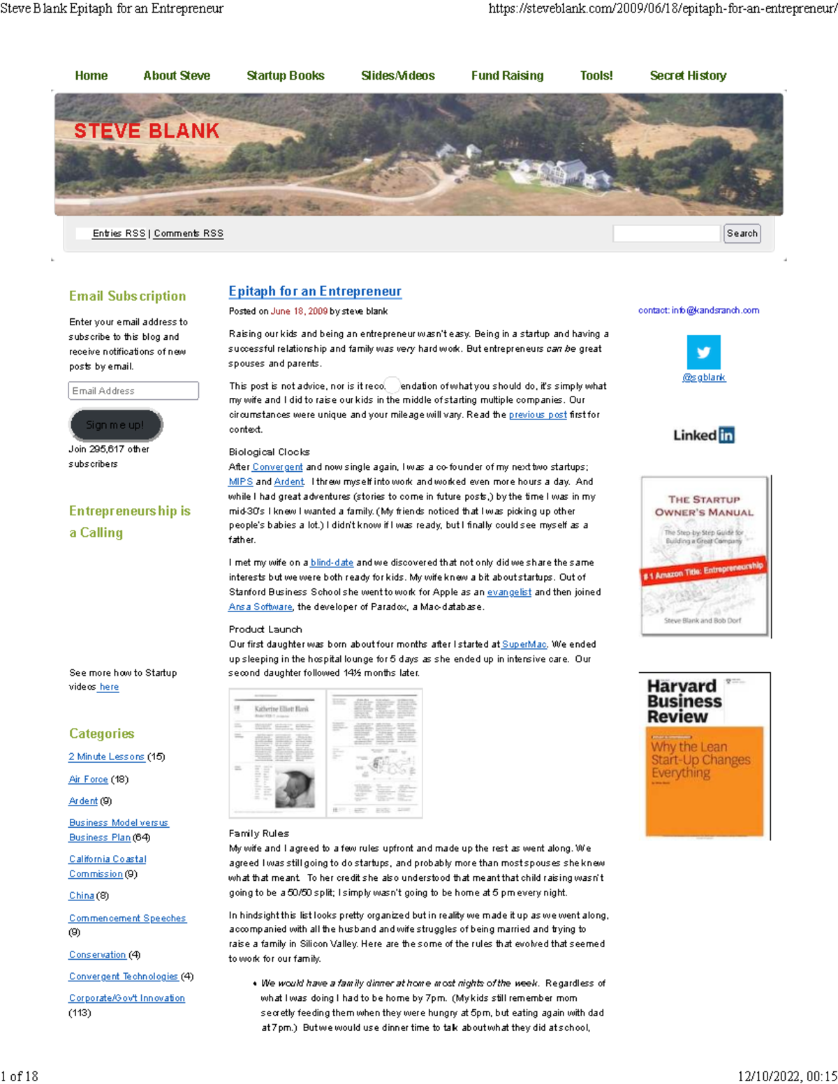 Epitaph for an Entrepreneur: Balancing Family and Startups by Steve ...