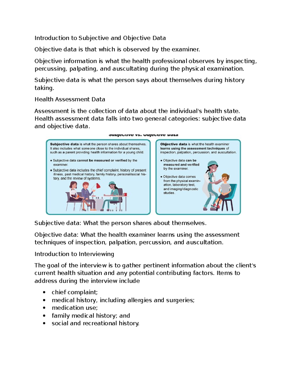 HA1 Week 2 Lecture Notes: Subjective vs. Objective Data - Studocu