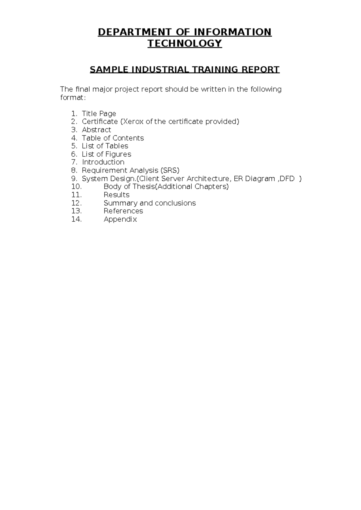 IT 2023 Industrial Training Report Format and Guidelines - Studocu