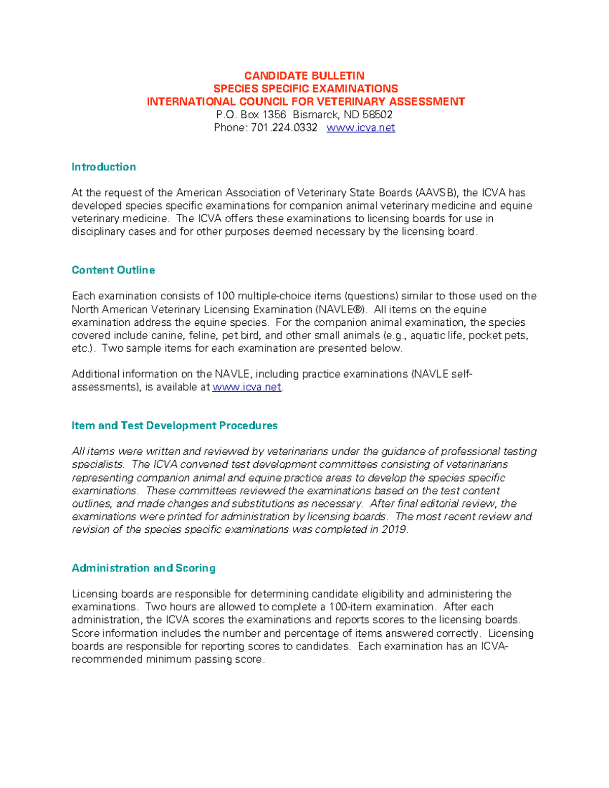 Species Specific Candidate Bulletin for Veterinary Exams - Studocu