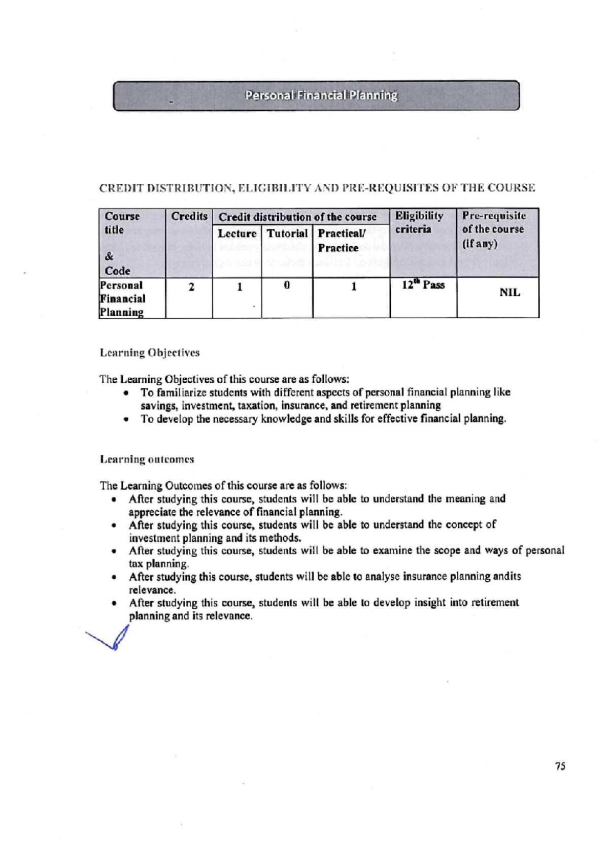 PFP Syllabus: Personal Financial Planning and Course Overview - Studocu