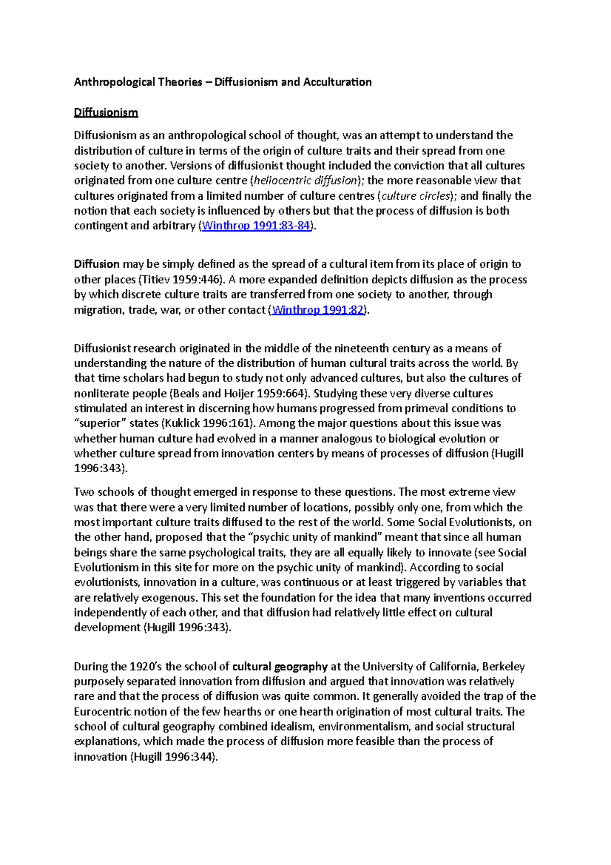 Diffusionism and Acculturation - Anthropological Theories ...