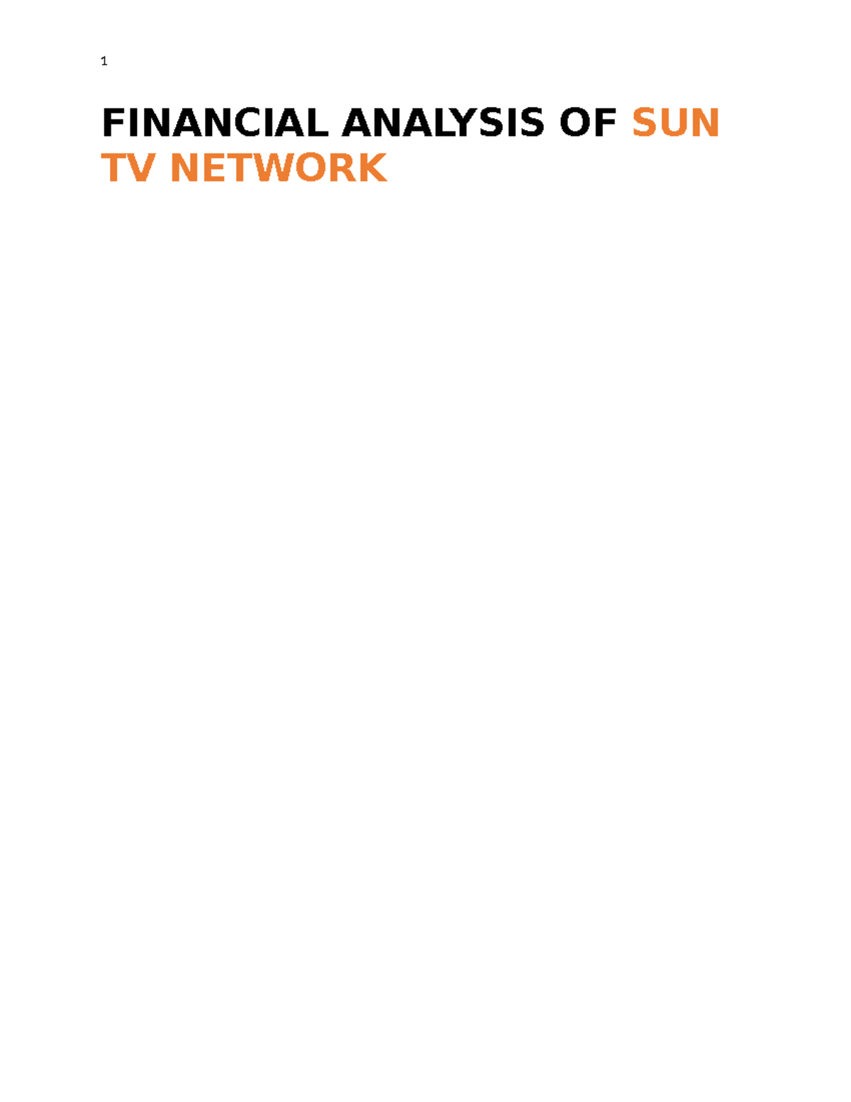 Financial Analysis OF SUN TV Network - FINANCIAL ANALYSIS OF SUN TV ...