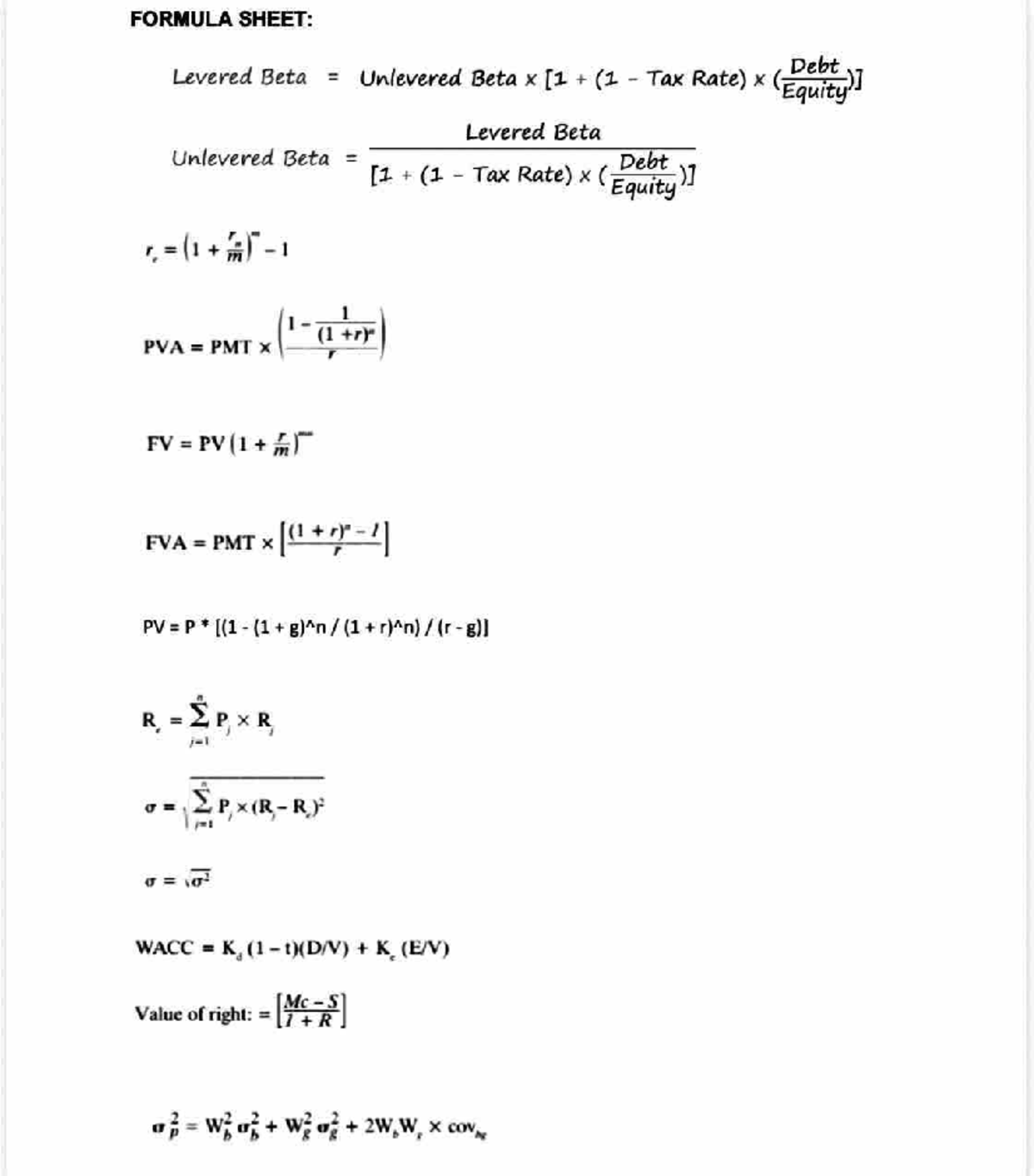 Tvm formula sheet - HFMN230-1 - L Beta Dtbt = Ut'.ltvtrtd Bttax [1-+(1 ...
