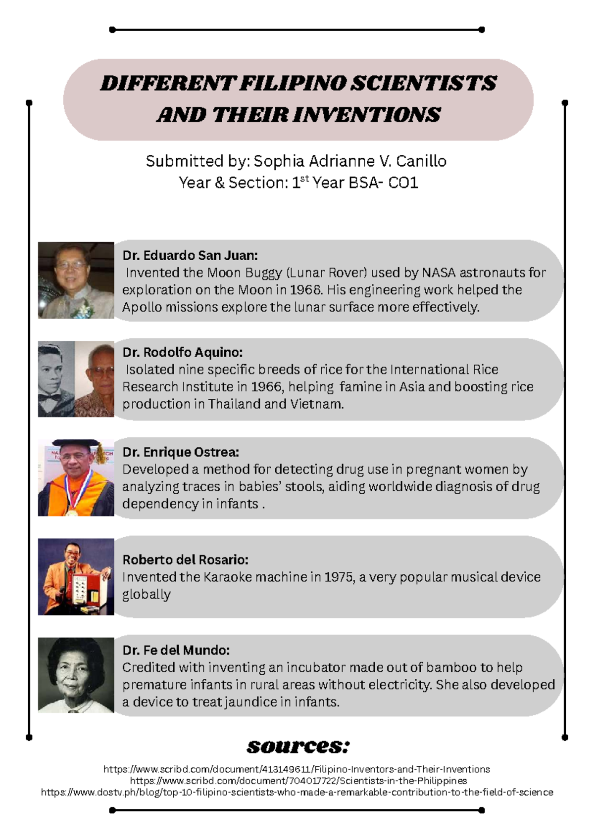 Filipino Scientists & Their Inventions: CO1 Insights - Studocu