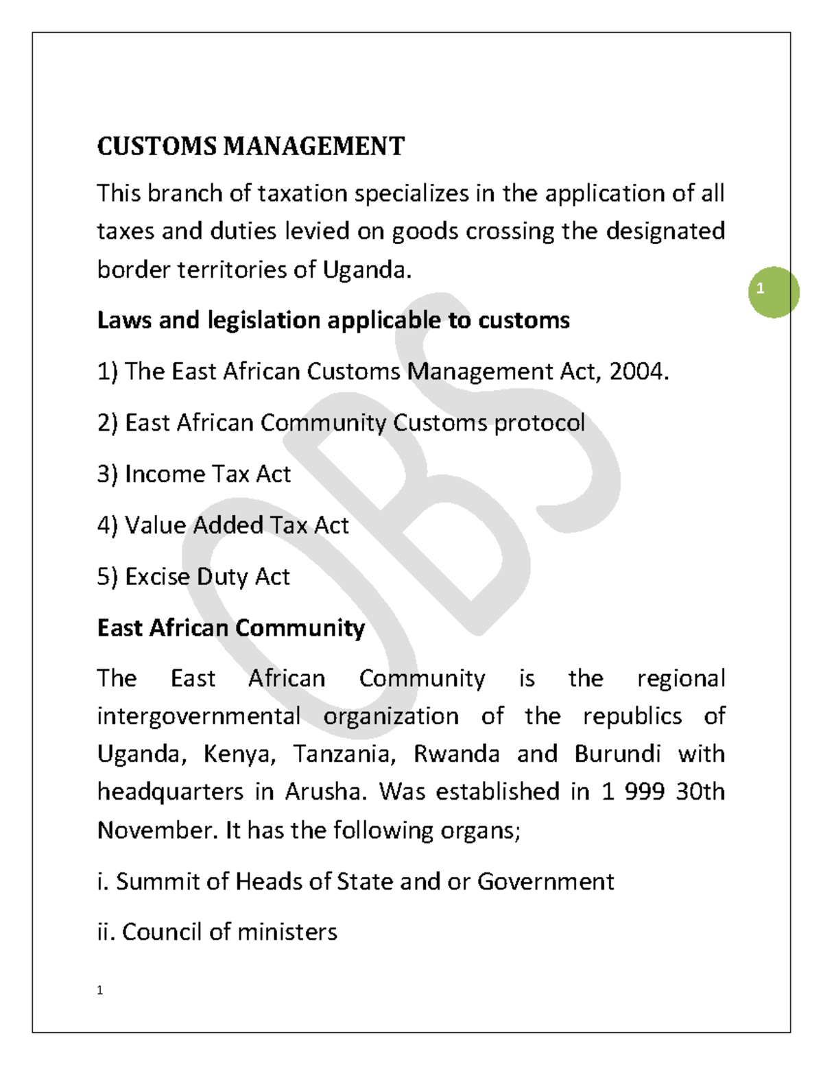 Customs Management in Uganda: Laws, Challenges, and Opportunities - Studocu
