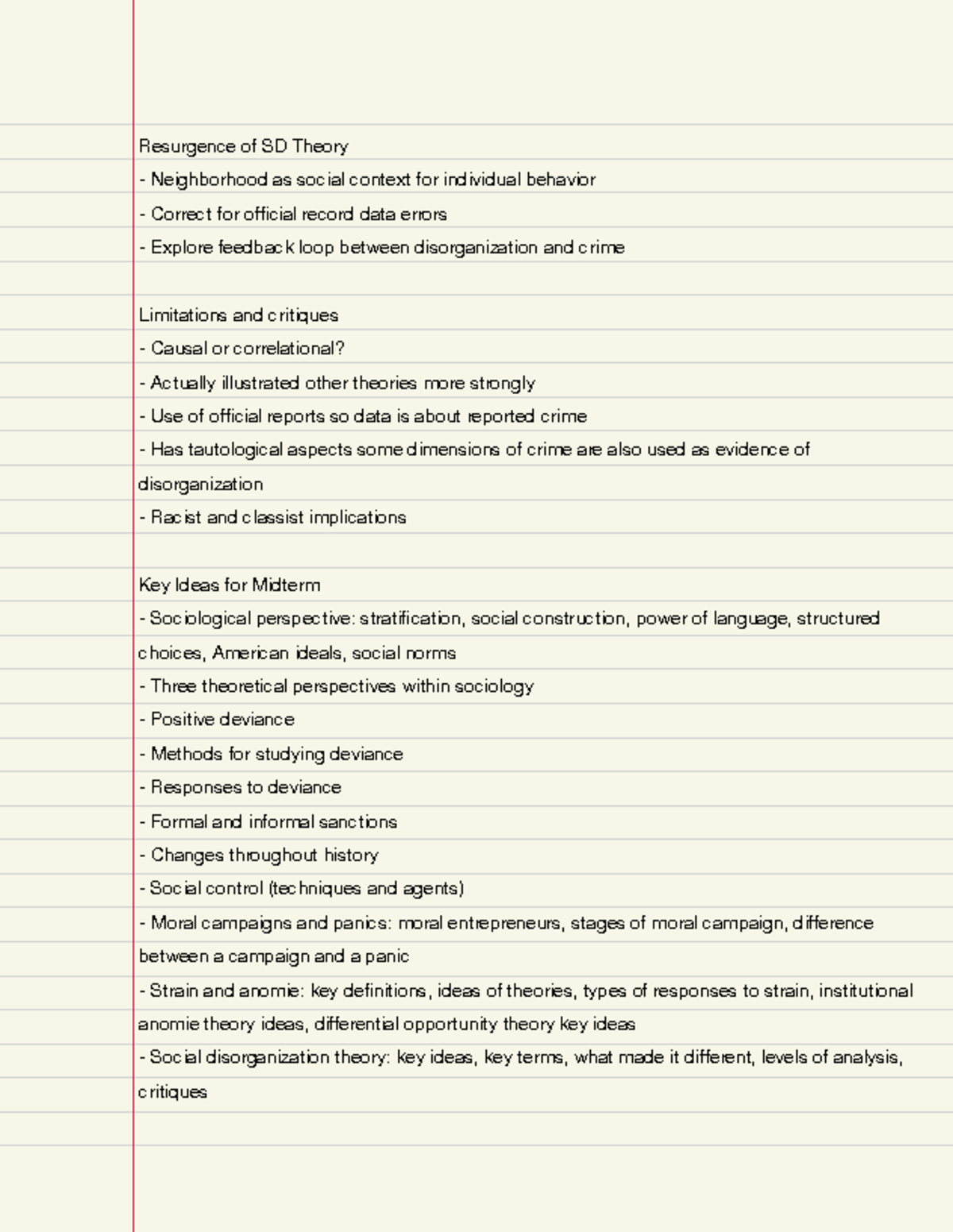 Sociology 9 - Class notes - Resurgence of SD Theory Neighborhood as ...