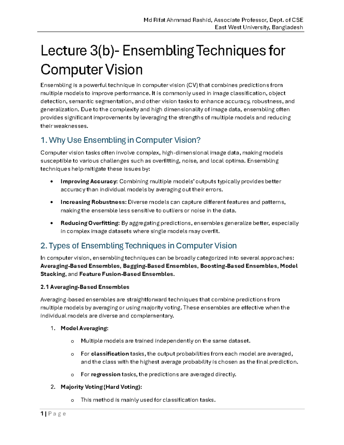 Lecture 3(b): Ensembling Techniques in Computer Vision - Studocu