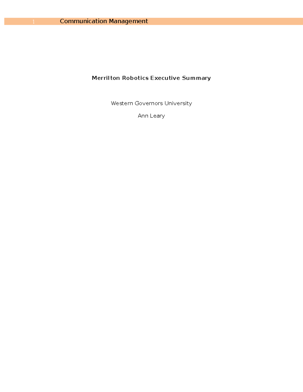 C204 - MBA Executive Summary on Communication Strategies - Studocu