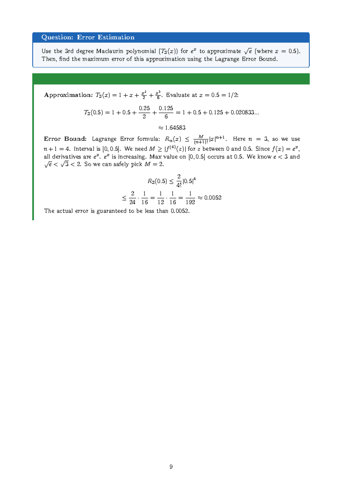 Maclaurin Series Approximation for e^x (MATH 101) - Studocu