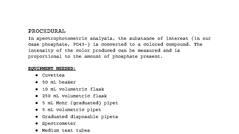 Fertilizer Protocol: Spectrophotometric Analysis of Phosphate - Studocu