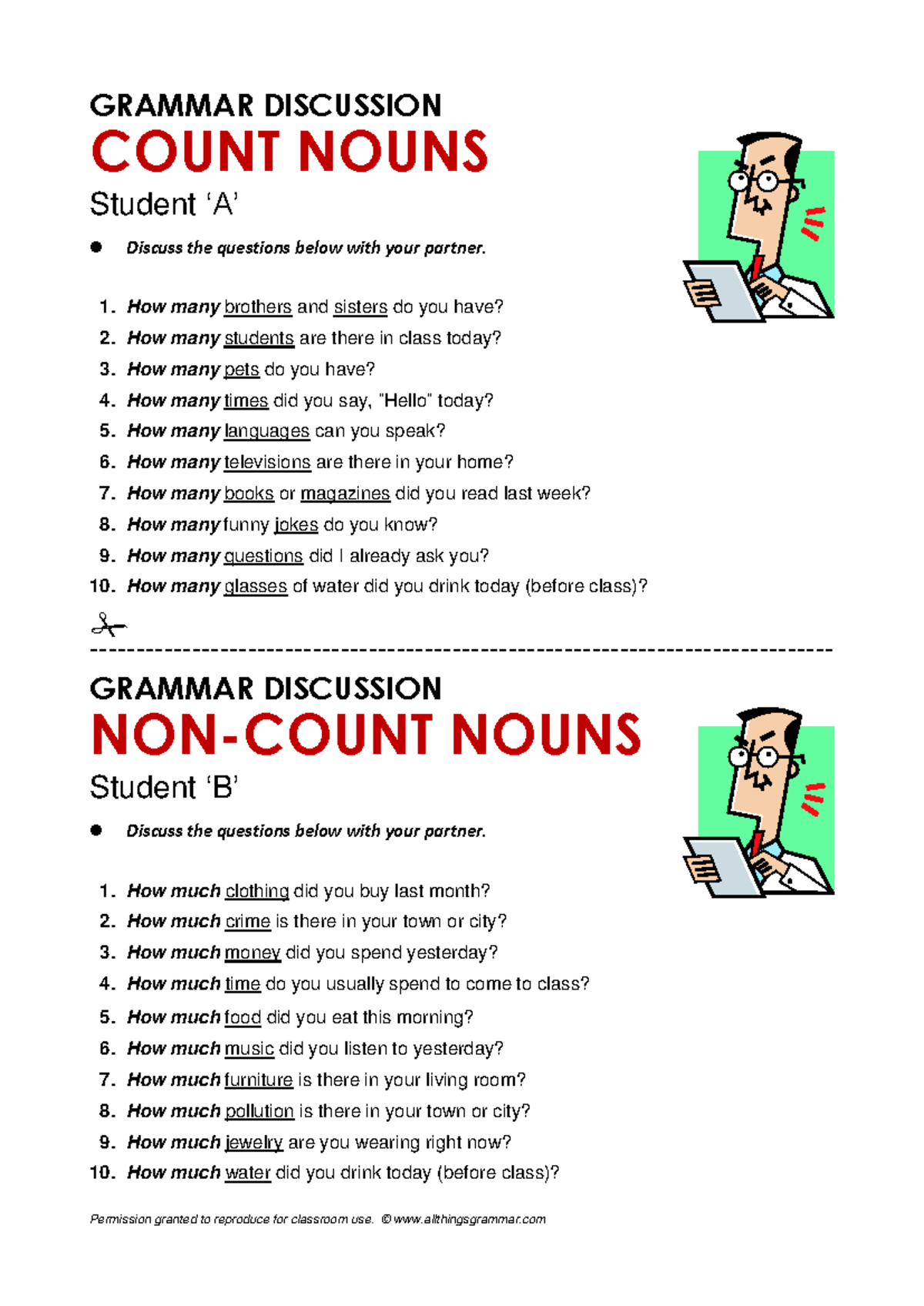 Atg-discussion-countnonc - GRAMMAR DISCUSSION COUNT NOUNS Student ‘A ...