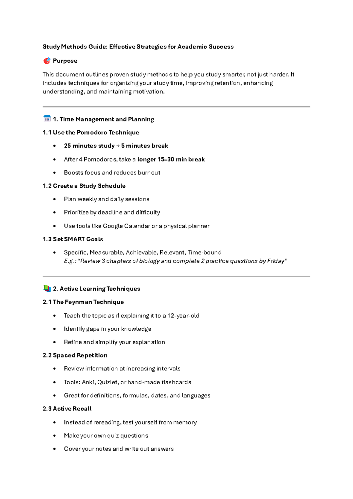 Study Methods Guide: Effective Strategies for Academic Success - Studocu