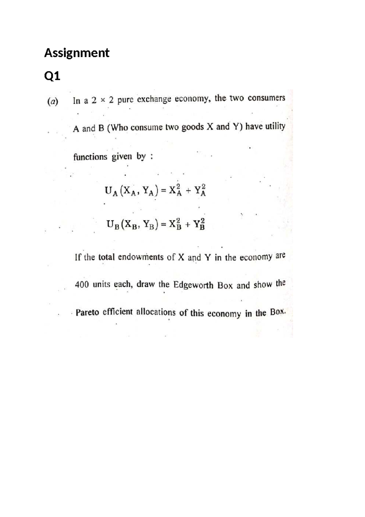 Assignment 6019: Pure Exchange Economy Analysis and Moral Hazard Issues ...